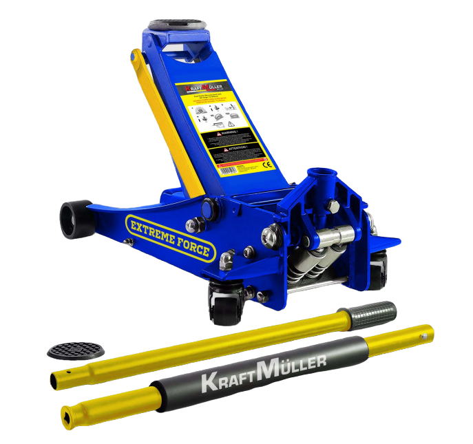 Cric rouleur professionnel 2.25 Tonnes KRAFTMULLER extra plat BLEU