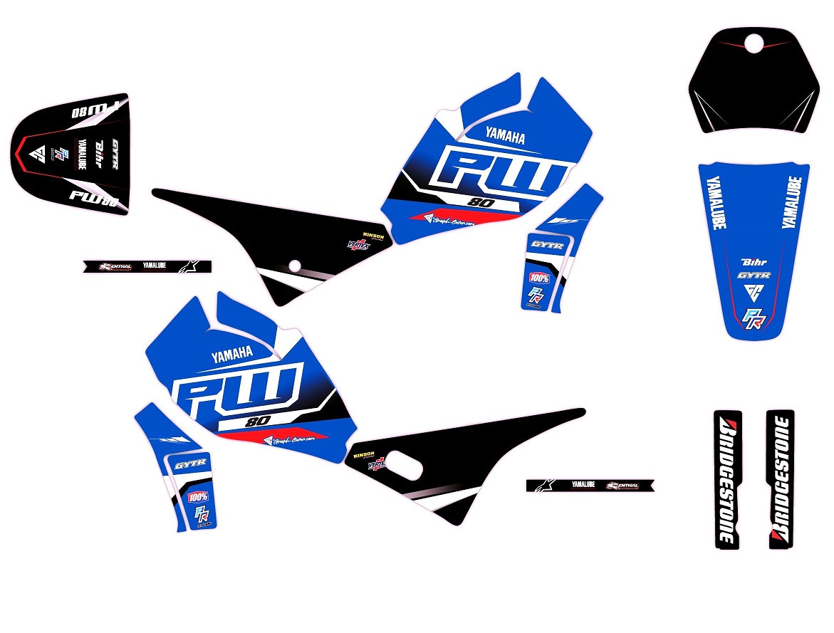 Kit déco YAMAHA PW80 FUSION BLEU / NOIR