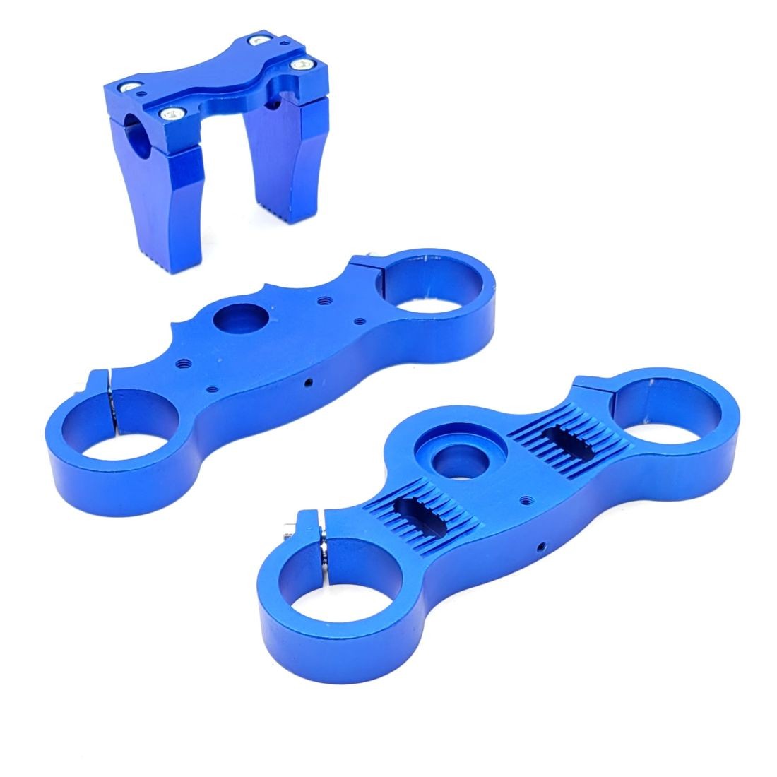 TÉS DE FOURCHE CNC BLEU AVEC PONTET EN ALU POUR FOURCHE INVERSÉE DIRT ...