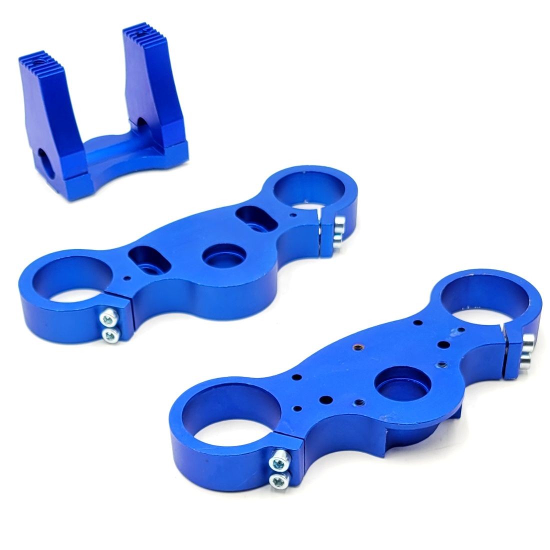 TÉS DE FOURCHE CNC BLEU AVEC PONTET EN ALU POUR FOURCHE INVERSÉE DIRT ...