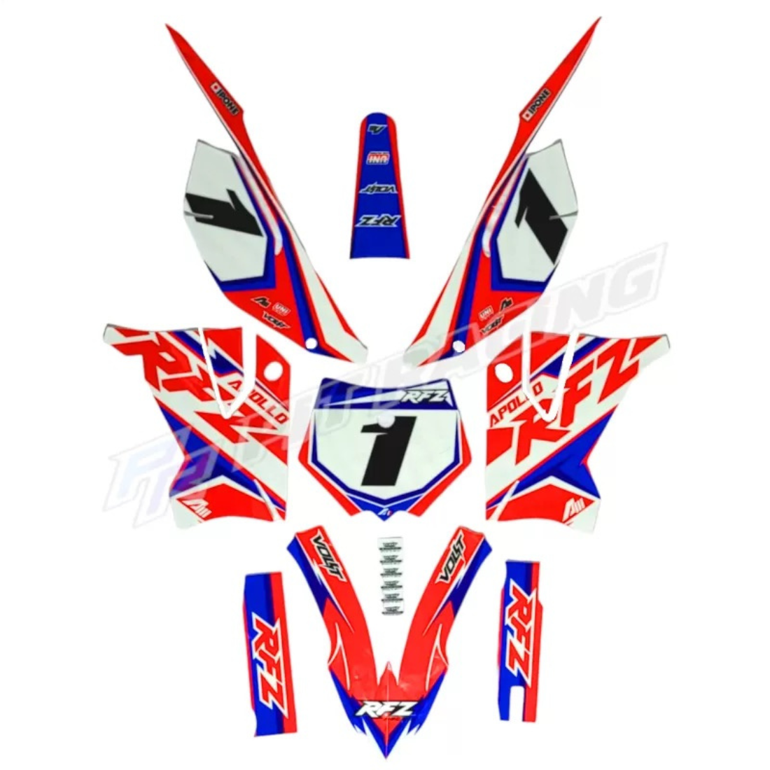 Kit Déco APOLLO RFZ rouge origine 2021 /2022 Dirt bike / Pit bike