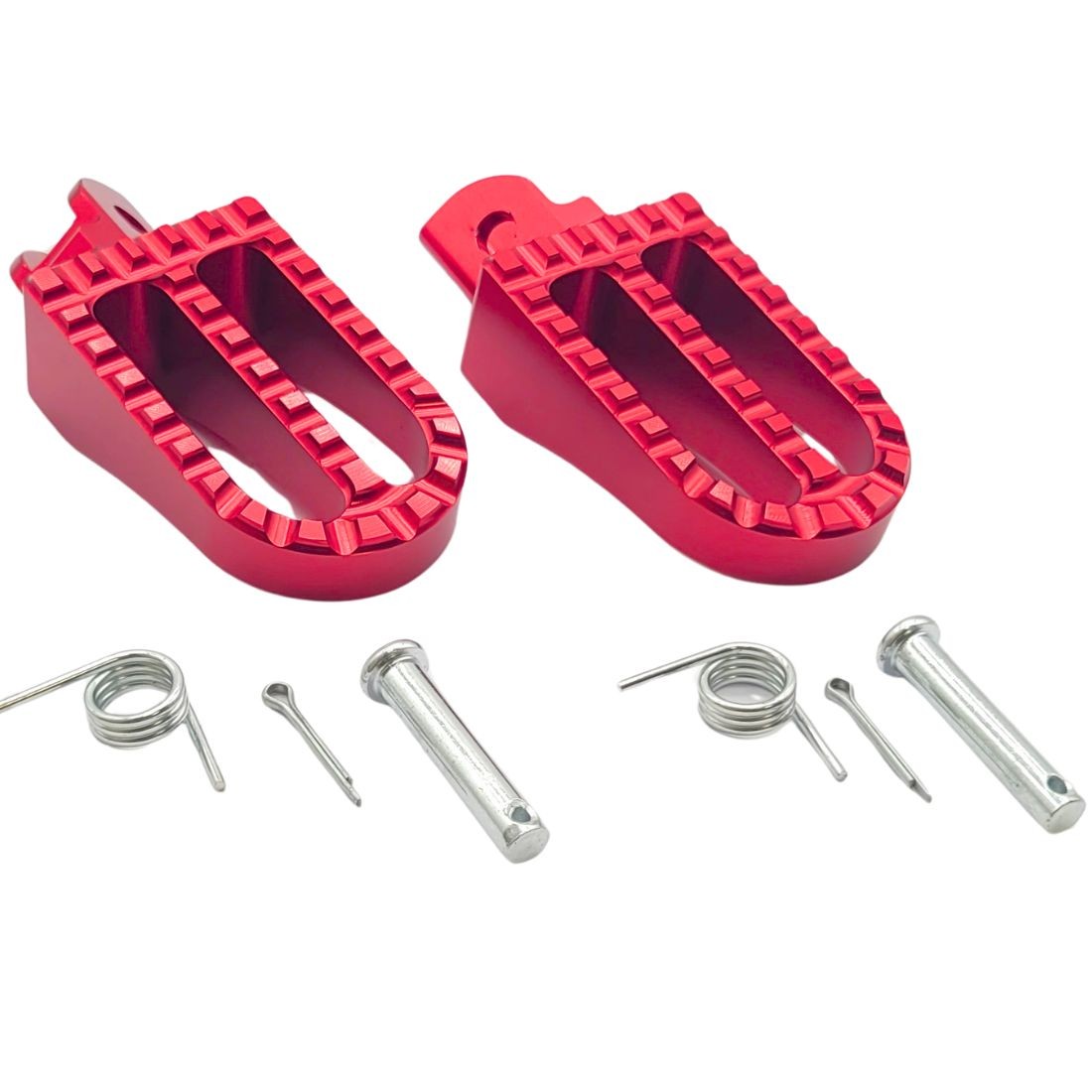 Cale pied aluminium CNC Rouge complet de Pit bike / Dirt bike